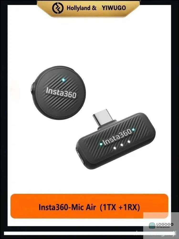 Микрофон универсальный Insta360 Mic Air 1TX +1RX Беспроводной петличный микрофон, белый, черный матовый