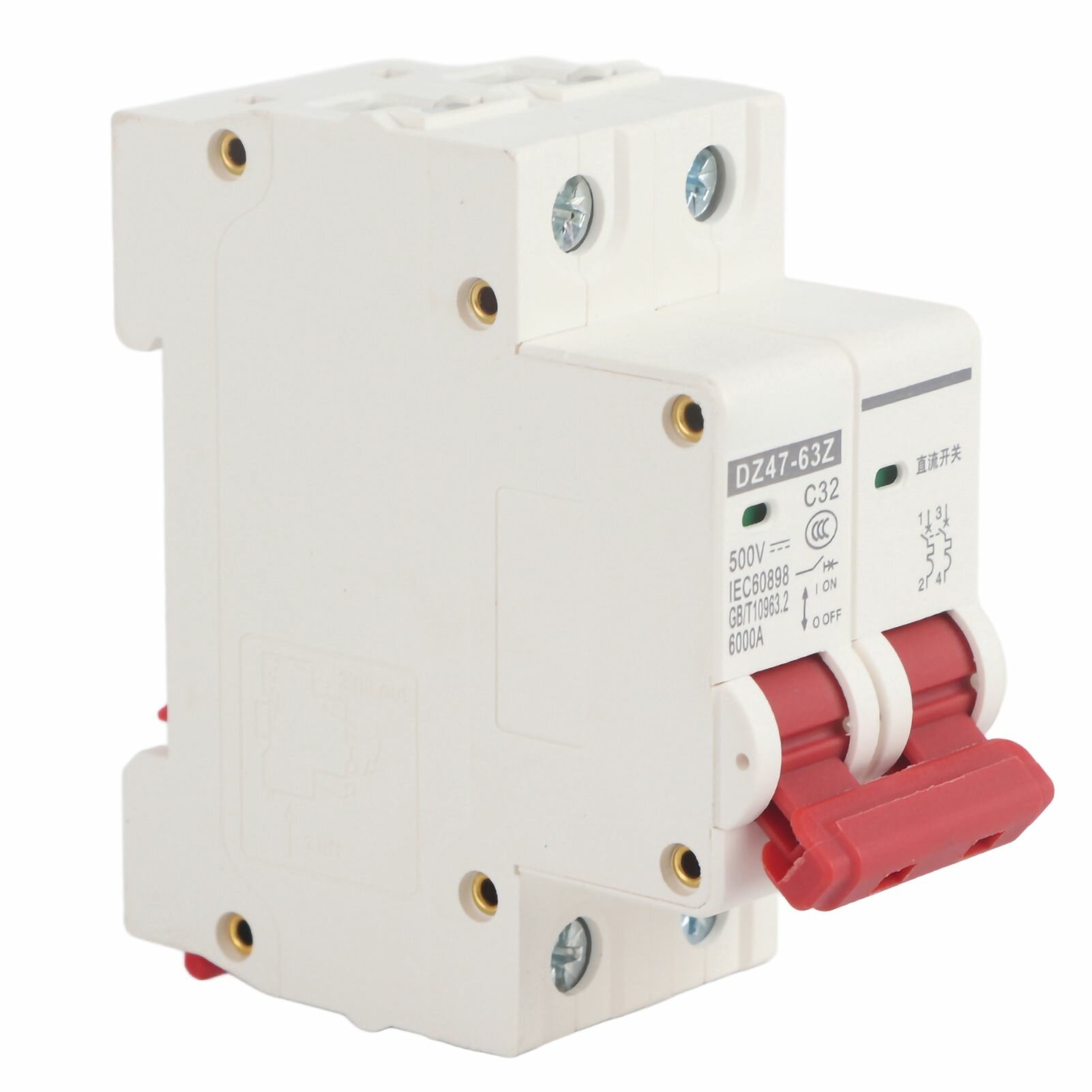 2P DC 500V 32A Мини-выключатель MCB Предохранительный выключатель DZ47-63Z-2P