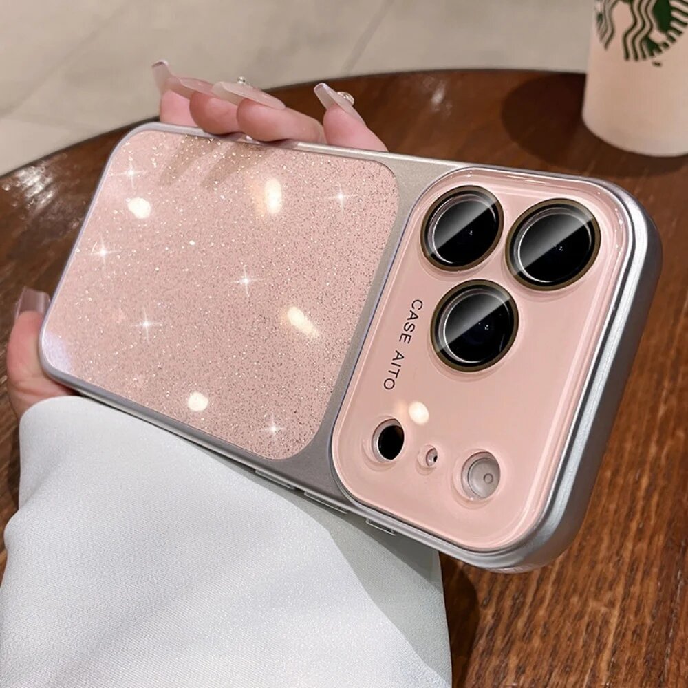 Розовый чехол для iPhone 16 Pro Max с блестками