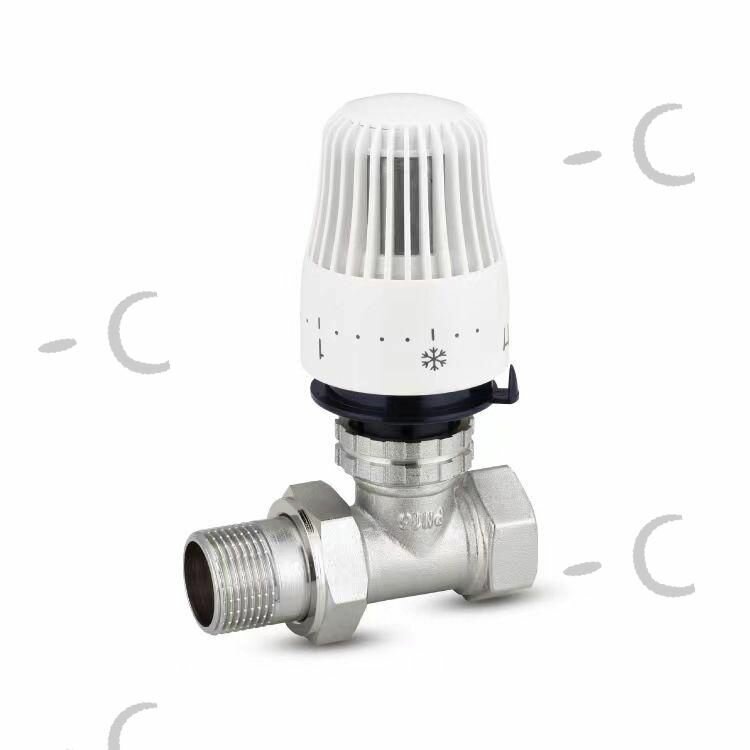Комплект терморегулирующий прямой 1/2" ВР-НР VALTEC для подключения радиатора отопления / Состав: жидкостный регулятор температуры и латунный термостатический клапан ДУ 15, арт. VT.048. N.04 Apodiwen