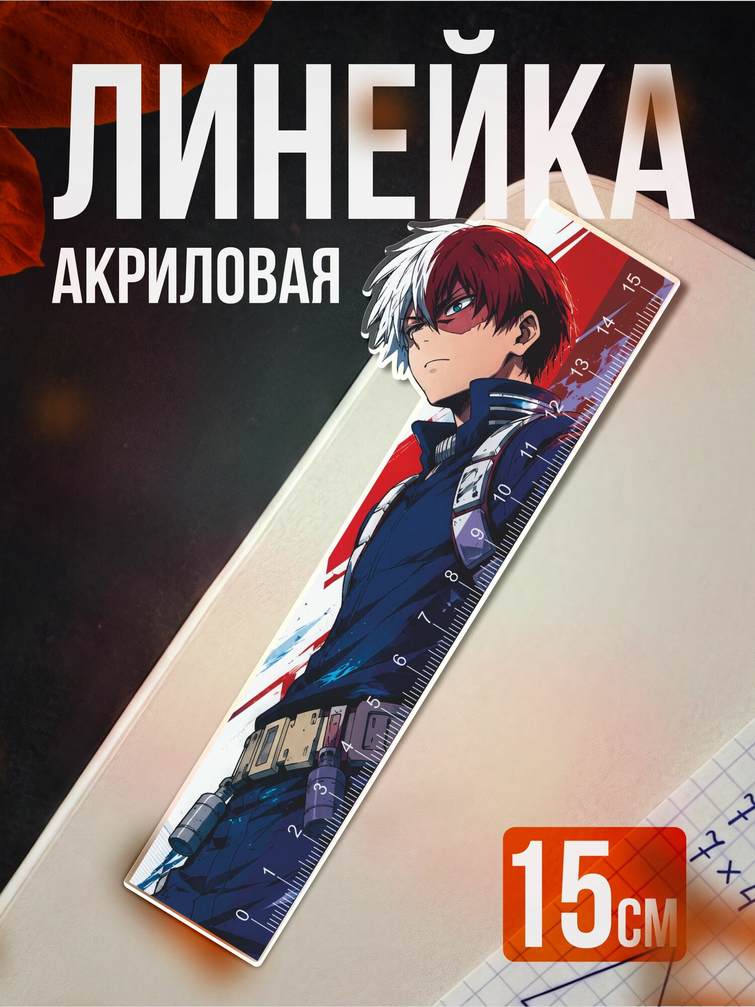 Линейка 15 см Аниме моя геройская академия Тодороки
