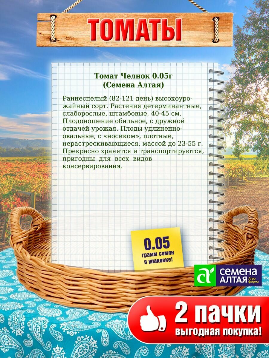 Семена томата для открытого грунта Челнок от компании Семена Алтая (2 пачки) — фото 1