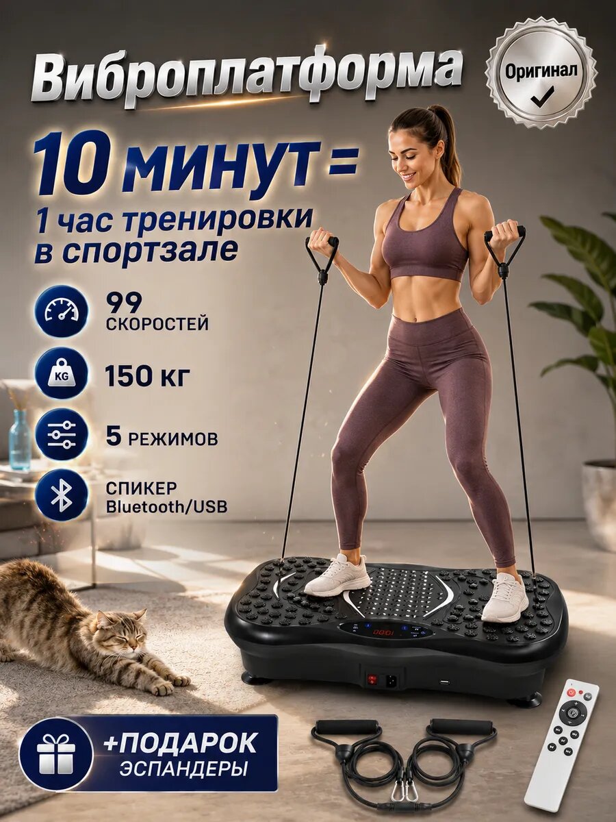 Виброплатформа для похудения до 150кг, вибротренажер