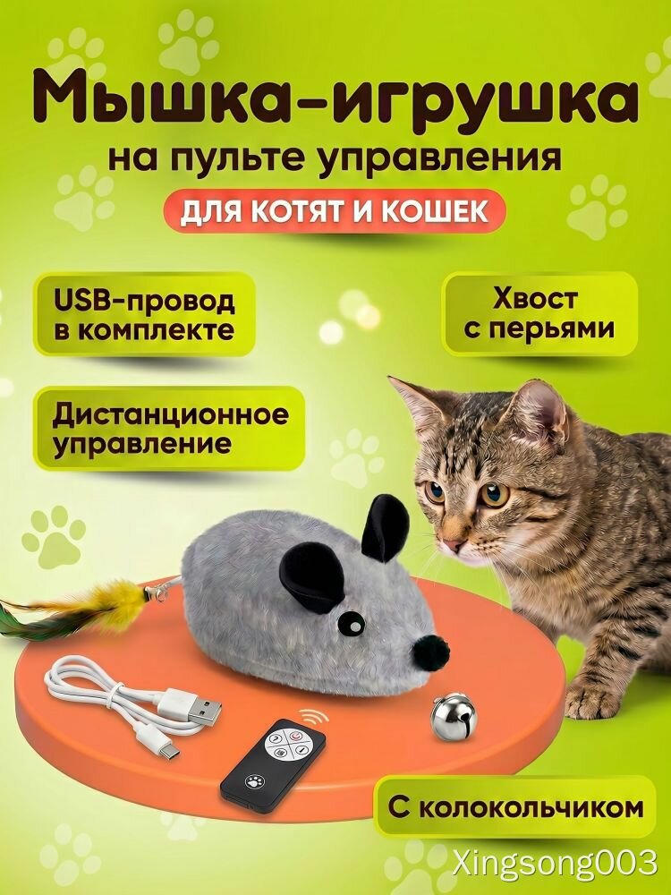 Интерактивная мышка для кошек с пультом