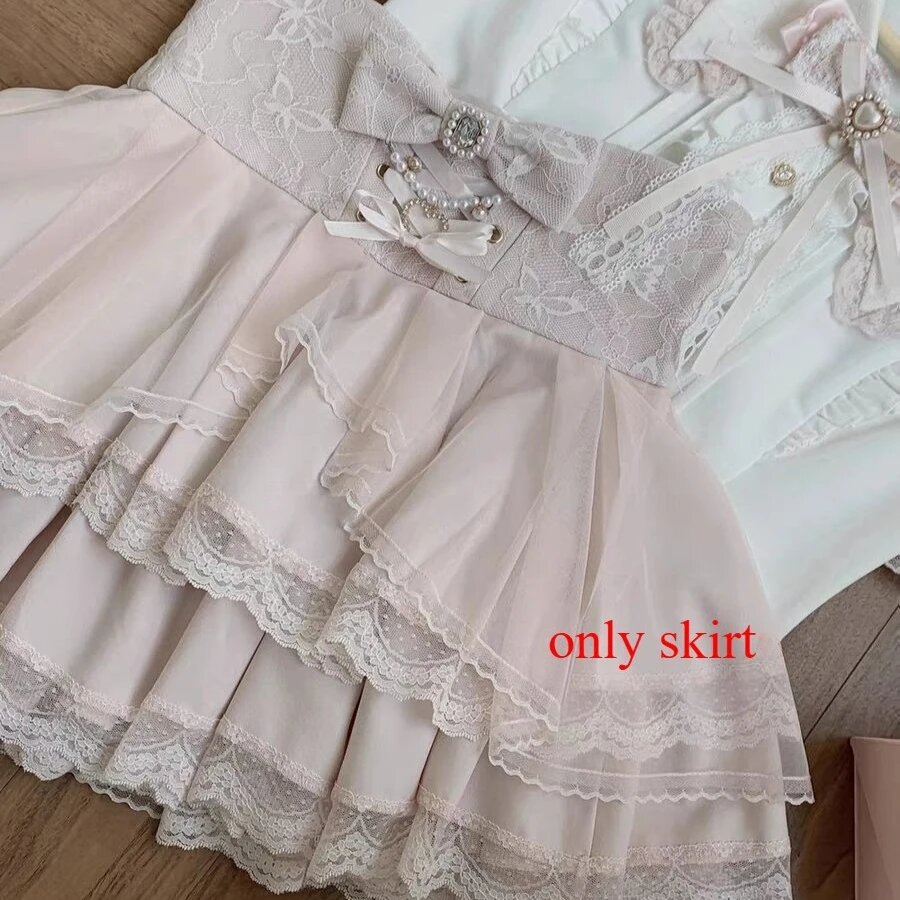 Женская японская блузка лолита полиэстер 2262 Pink skirt