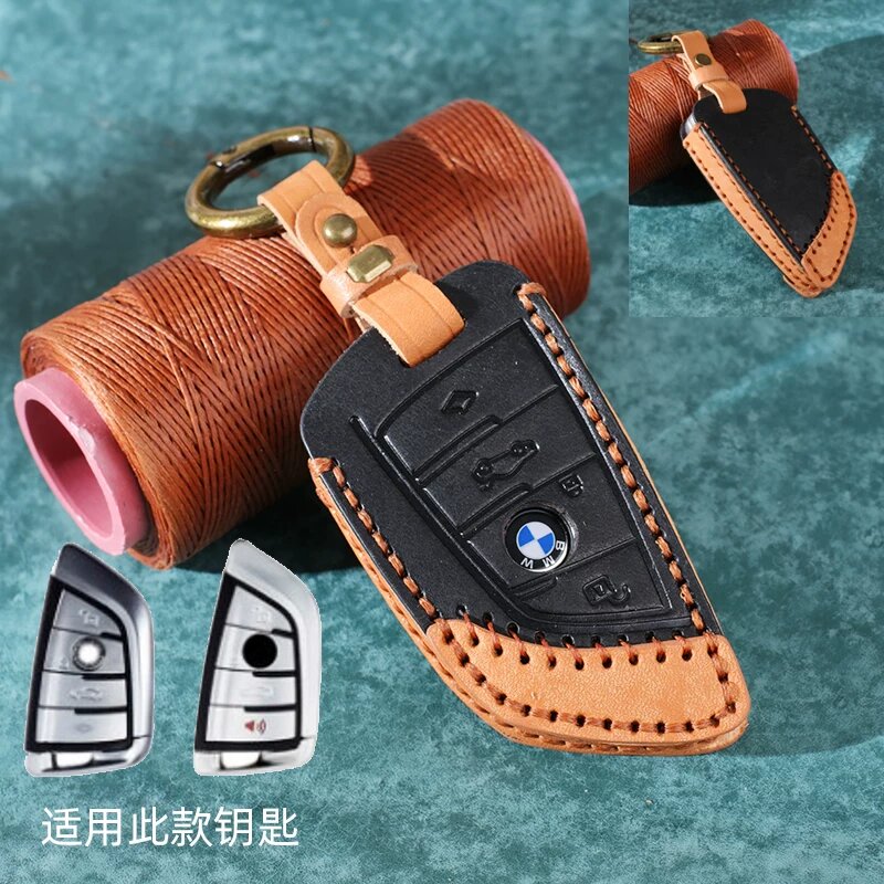 Чехол для ключей BMW для моделей 3, 5 и 7 серий — Модель A, матовая кожа растительного дубления, классический черный