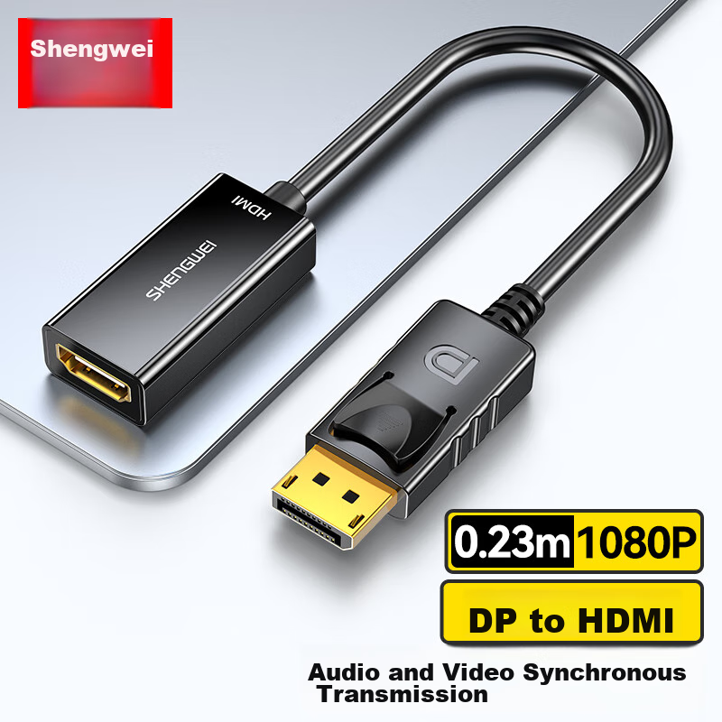 Кабель-адаптер Shengwei DP в HDMI 1080P для подключения монитора и проектора к Surface Computer черный Модель：DP в HDMI