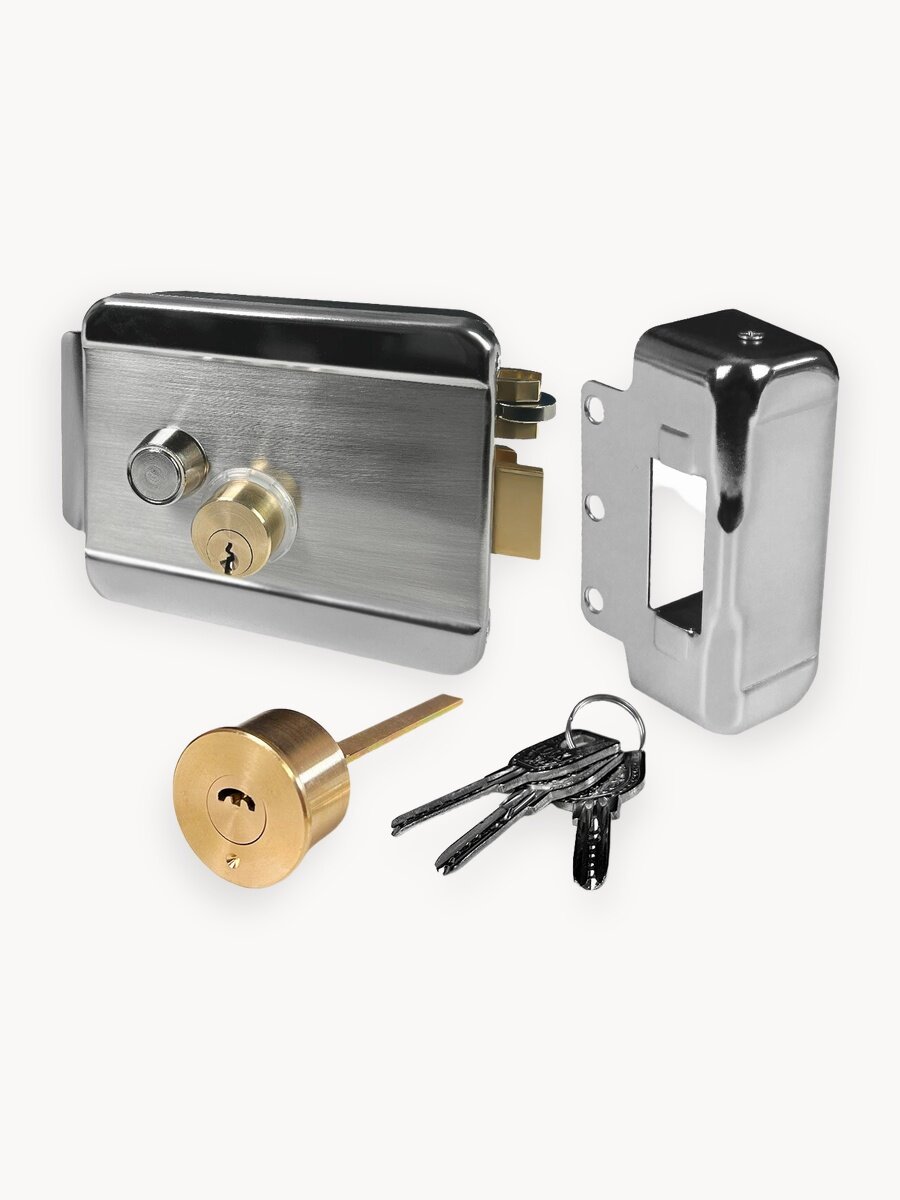 Электромеханический замок накладной PS-link PS-EML-SS всепогодный, никелированная сталь