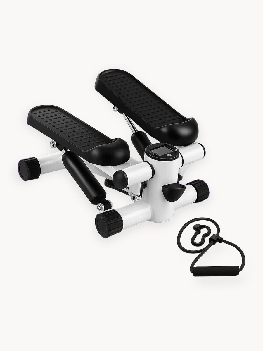 Степпер тренажер для дома, мини степпер для похудения, с эспандерами, для ног, домашний черно-белый