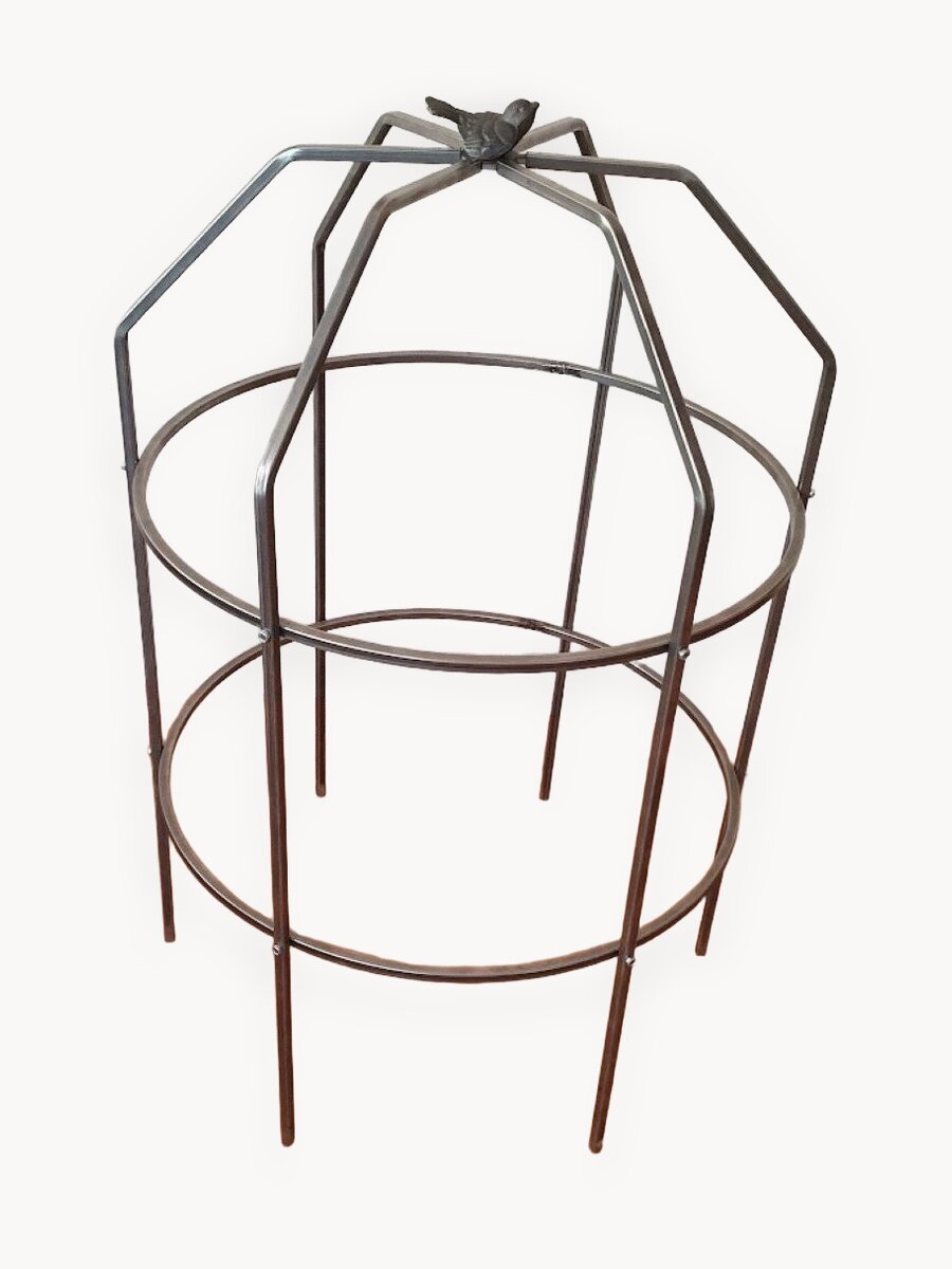 Опора Клетка с птичкой для растений пионов и роз. Высота 87см, диаметр 55см. Не окрашена.