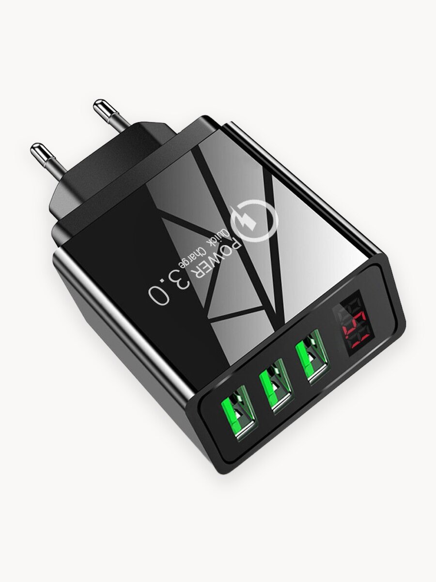 Зарядное устройство MyPads 5V3.1A с цифровым дисплеем 3USB, быстрое зарядное устройство для смартфона