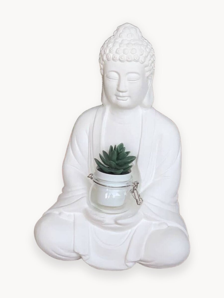 Будда подсвечник 39 см, гипсовый, статуэтка Будды из скульптурного гипса