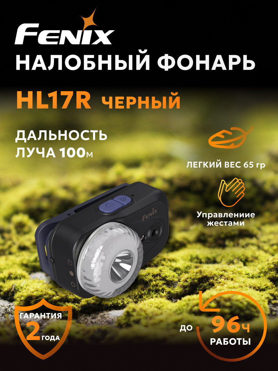 Фонарь Fenix налобный HL17R черный RGB