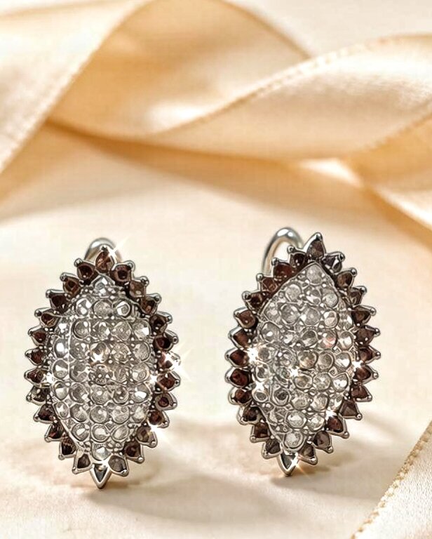 Серьги Эстерелла, серебро, 925 проба, родирование, фианит