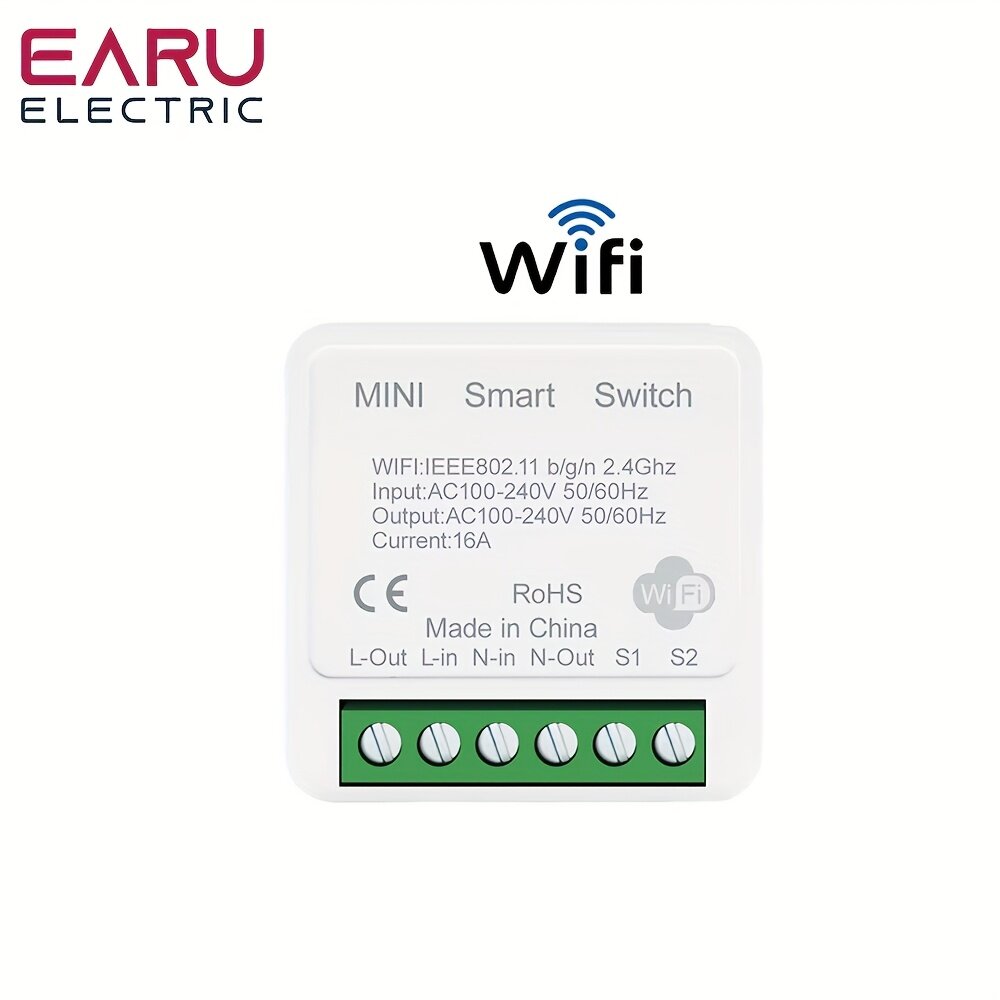 Умный модульный выключатель на 16 А, 220–240 В, управление по Wi-Fi через приложение