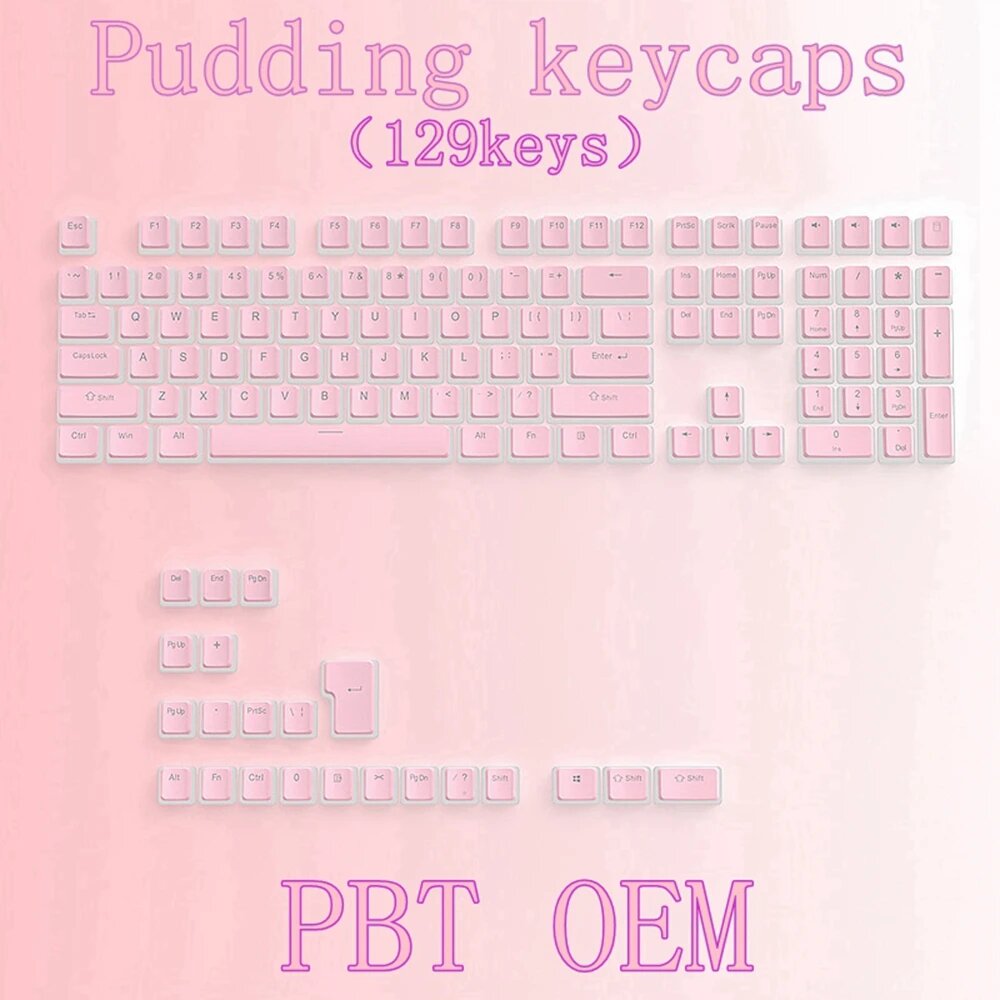 Колпачки для клавиатуры Pudding Pink 129 шт OEM
