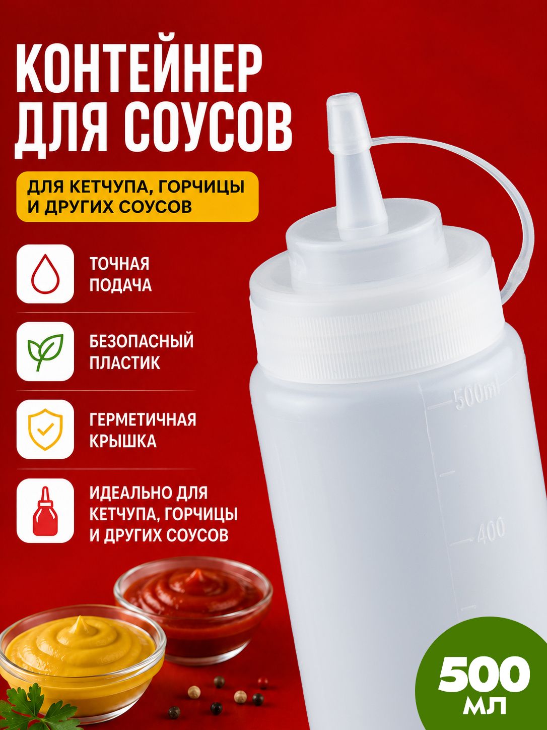 Бутылка для соуса 500 мл, пластиковый соусник дозатор для кетчупа и масла, горчицы