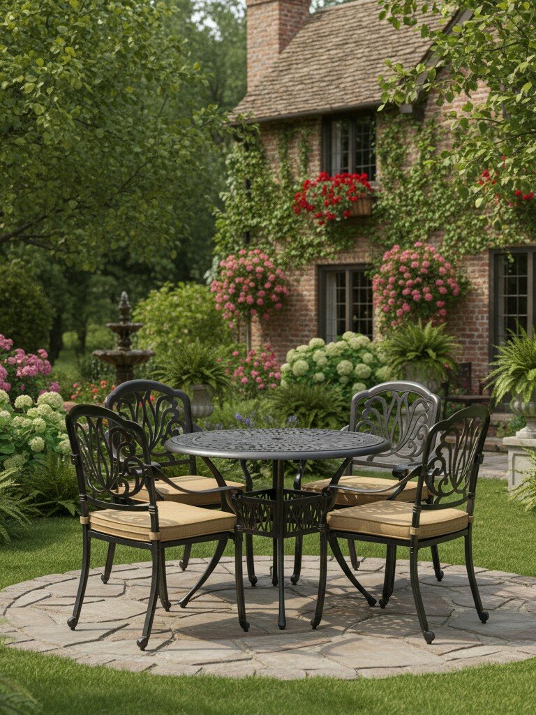 Комплект кованой мебели TetChair Квартет, (стол+4 стула), алюминиевый сплав, бронзовый