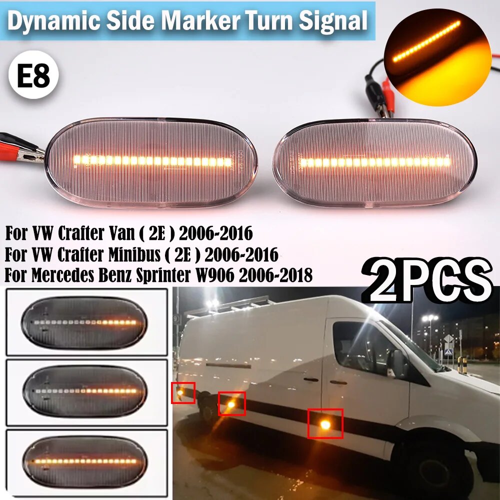 Динамический боковой поворотник для VW Crafter/Sprinter, Dynamic Crystal