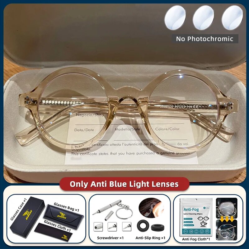 Круглые очки C4-Light Brown Anti Blue Light -200