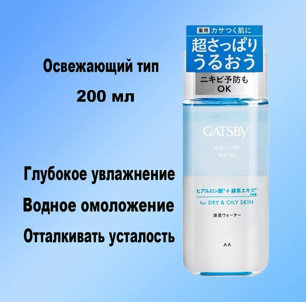 Успокаивающий лосьон для мужчин Gatsby MANDOM, 200 мл, созданный в Японии для комбинированной и проблемной кожи с воспалениями и акне, представляет собой эффективный бестселлер по уходу