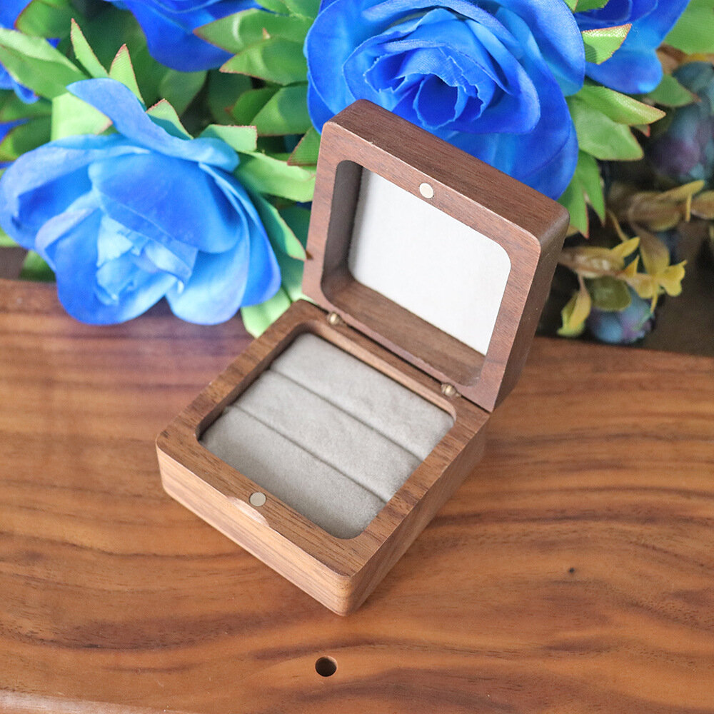 Подарочная коробка RMOHYG, для колец, черный орех, с закругленными краями