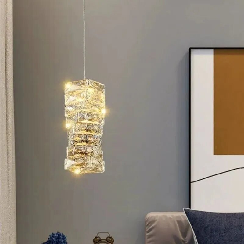 Современная роскошная хрустальная люстра LED 5 Вт, 3000К, RGB, серебристый, 120x120x250 мм — фото 1