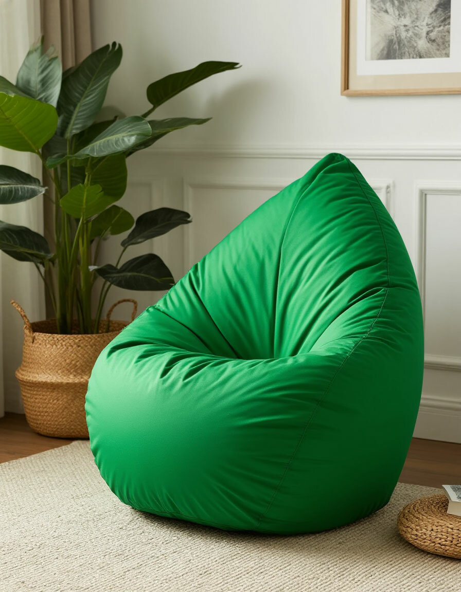 Мир Пуффов Кресло-мешок «Груша» Зеленый оксфорд , с ручкой для переноски, размер- XXXL