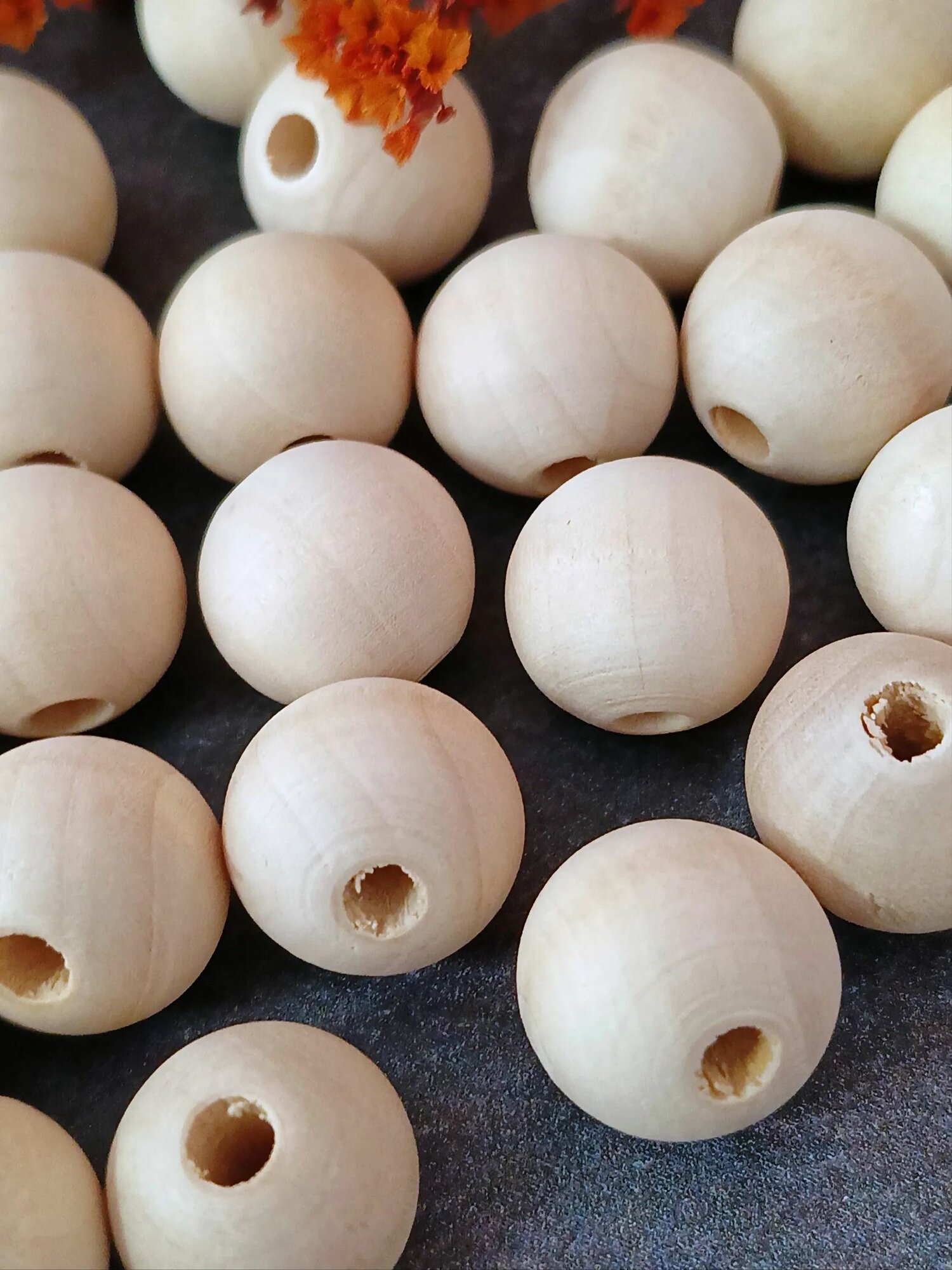 Бусины деревянные круглые для дред косичек макраме 18мм 20шт