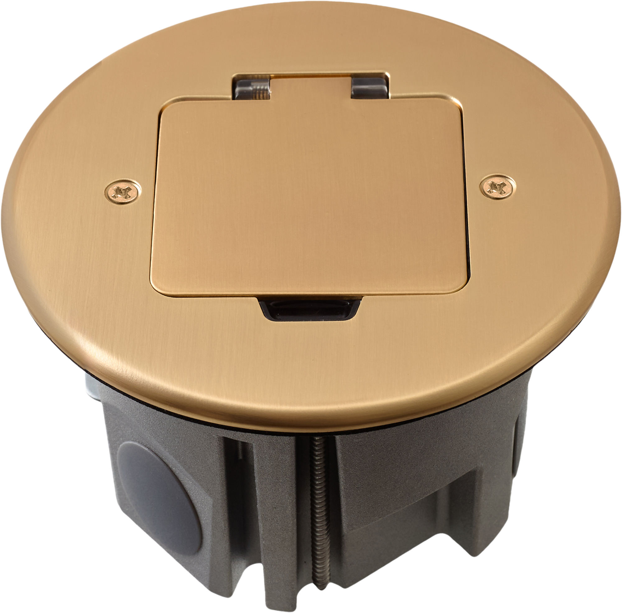 Лючок для установки 1 модуля 45х45мм, IP44, круглый, с квадратной крышкой, с установ. набором, цвет золото, Donel