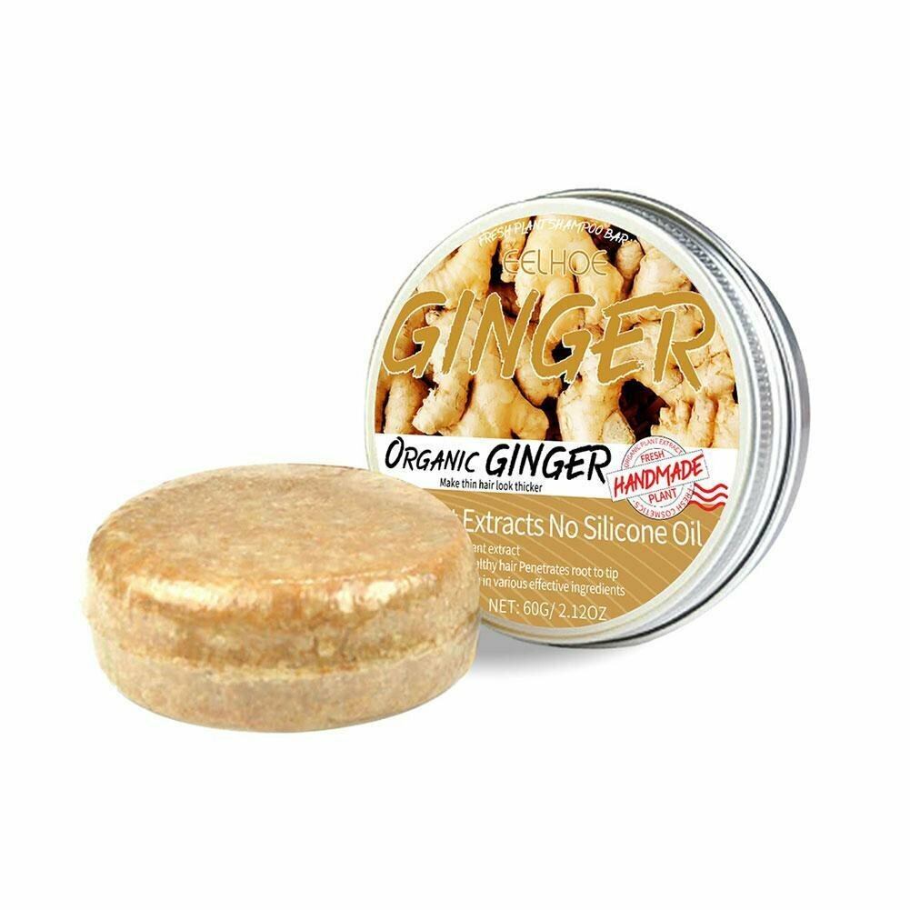 60 г натурального имбирного шампуня-мыла, против выпадения волос, перхоти, питает кожу головы