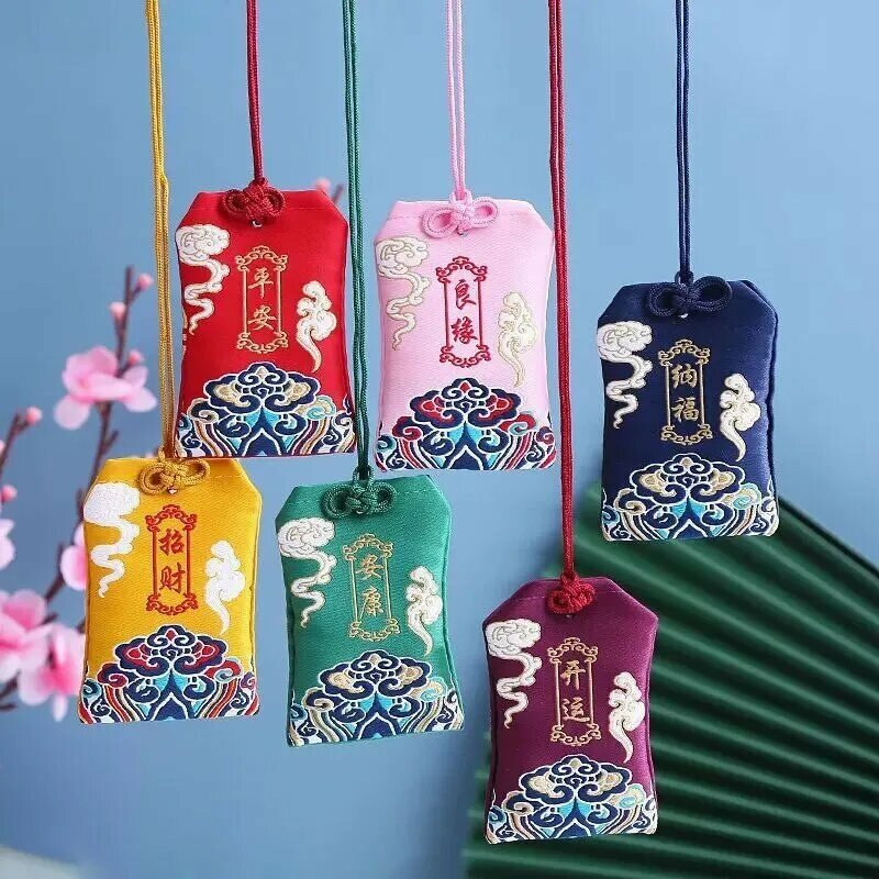 10 шт. Китайский амулет (Омамори) с вышивкой, на удачу и благословение, саше амулет, подвеска для сумки