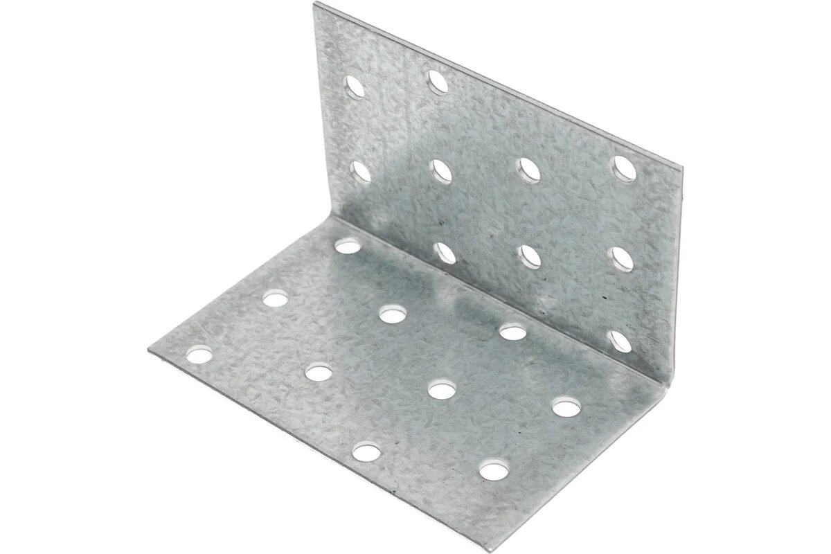 Крепежный уголок равносторонний гурт 50х50х80х1,5 сталь цинк 90° перфорированный 10 шт