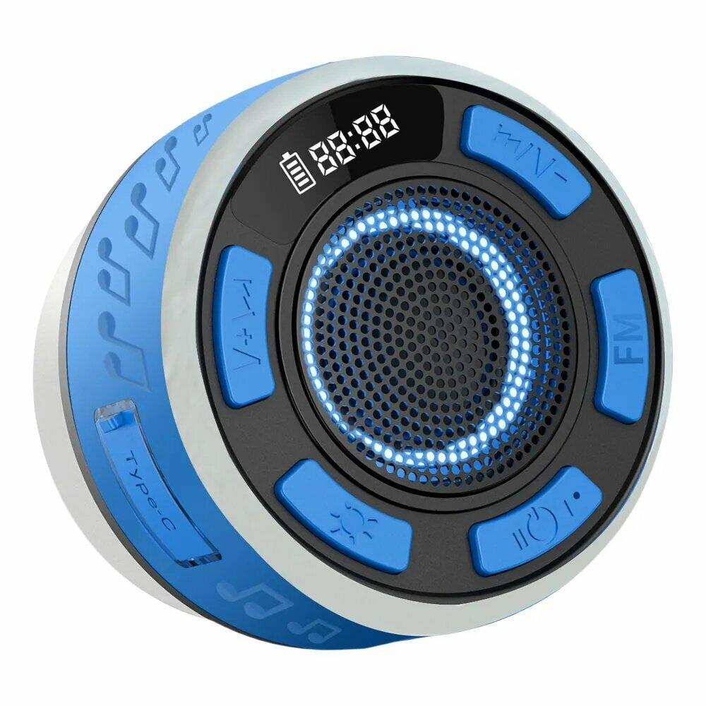 Беспроводная Bluetooth-колонка с IPX7-защитой, TWS-стереопарой и LED-подсветкой, 360° звук
