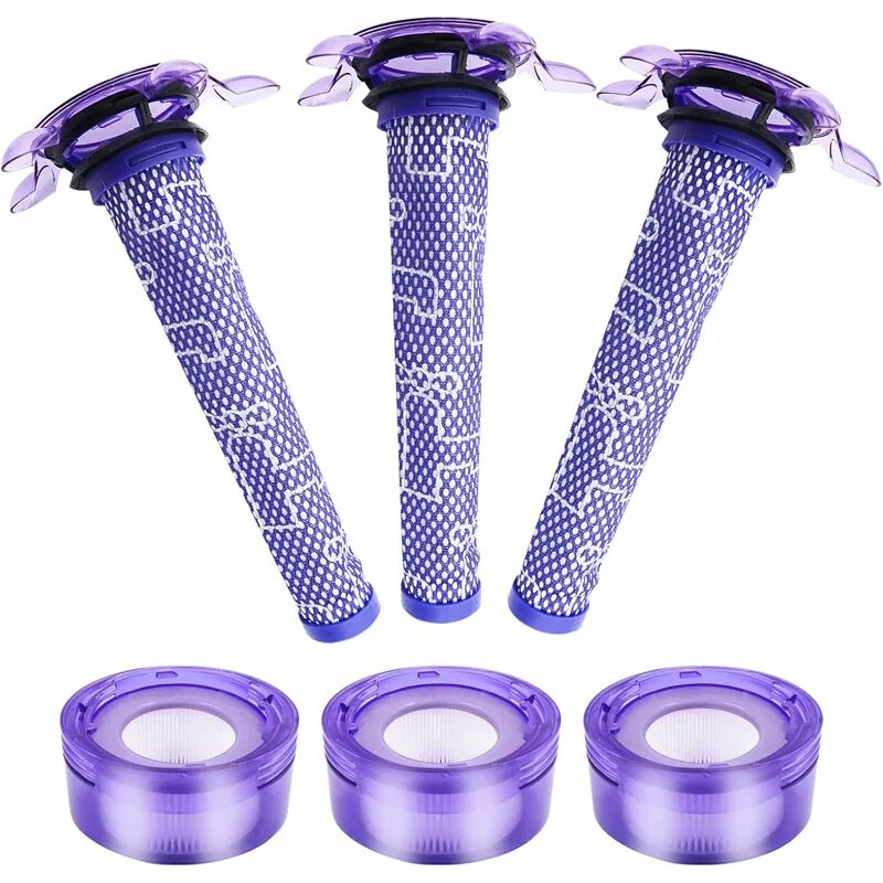Комплект для замены фильтров Dyson V7 и V8, 6 моющихся фильтров предварительной очистки и пост-фильтров для беспроводных вакуумных моделей, деталь 965661-01/967478-01