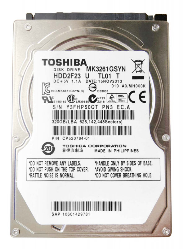 Жесткий диск Toshiba HDD2F23 320Gb 7200 SATAII 2,5" HDD