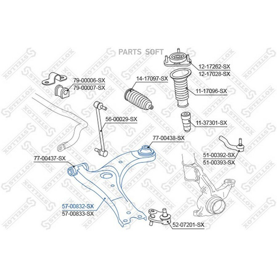 Рычаг левый Toyota Auris/Corolla 06> STELLOX 5700832SX | цена за 1 шт