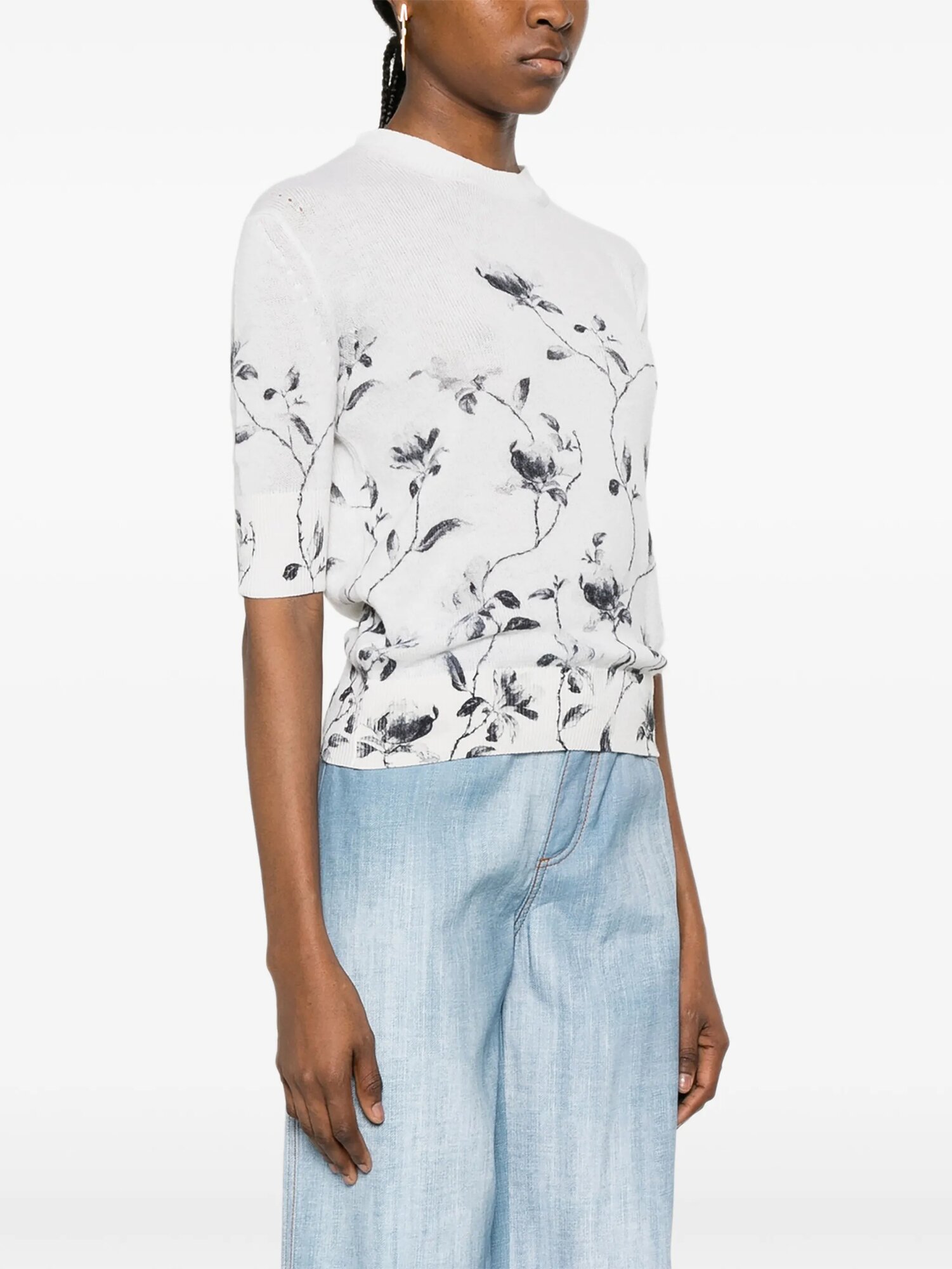 Свитер Ermanno Scervino Floral-print sweater, размер L, , white — фото 1