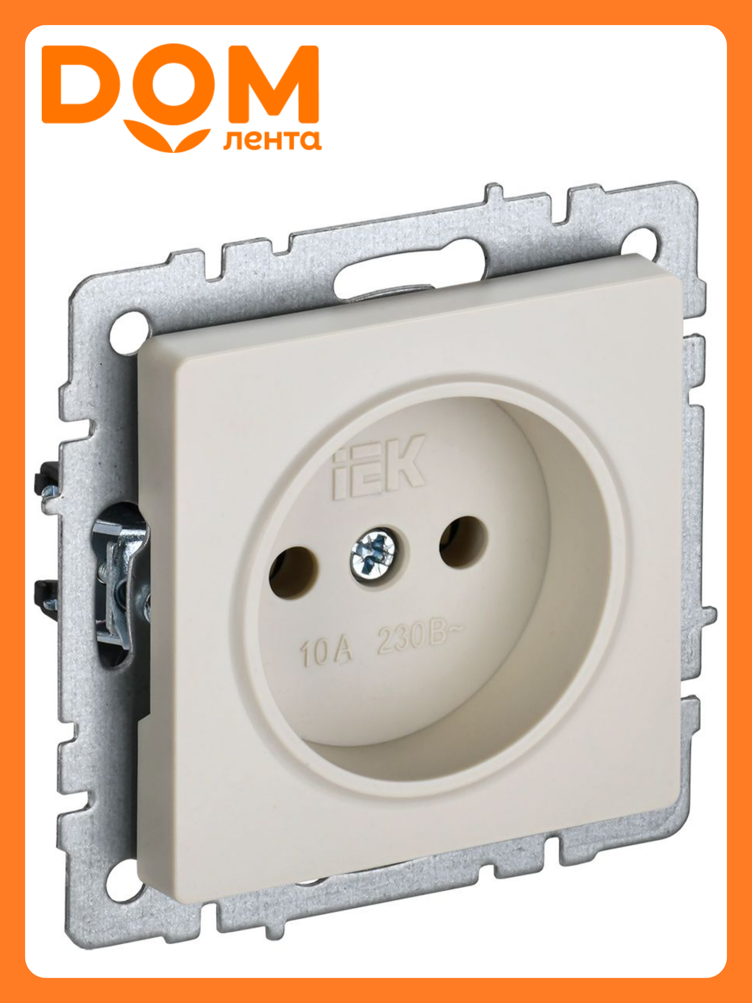 Розетка IEK BRITE РС10-1-0-БрКр, IP20, открытая установка, бежевая