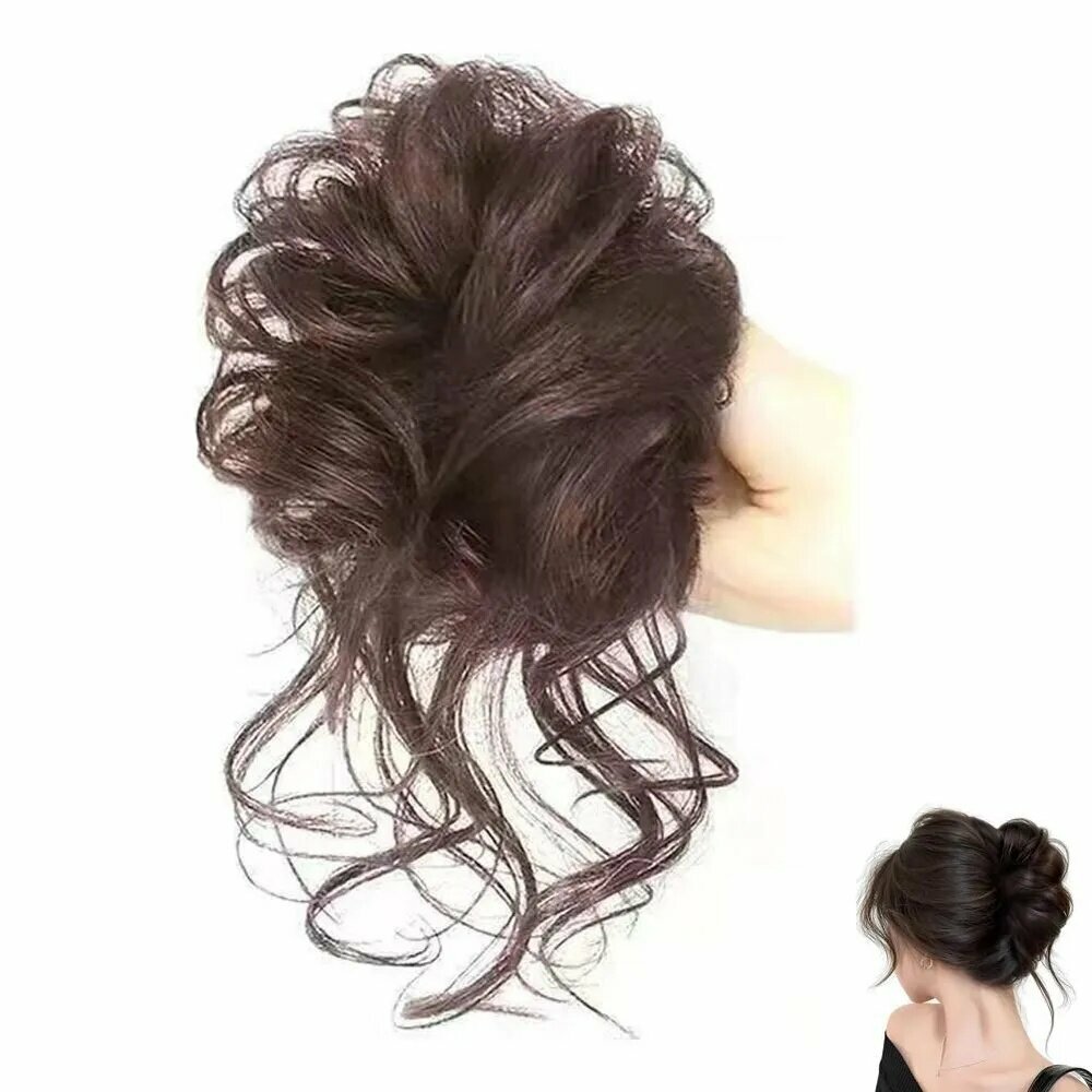 Кудрявый пучок вьющихся волос Tousled Updo Эластичная лента для волос Scrunchie