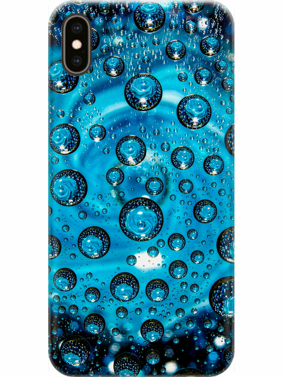 Силиконовый чехол на Apple iPhone XS Max / Эпл Айфон Икс Эс Макс с рисунком "Голубые капли"