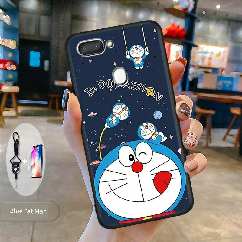 Чехол для OPPO R15 Standard Edition с рисунком 'Blue Fat Boy', в комплекте с ремешком и закаленным стеклом