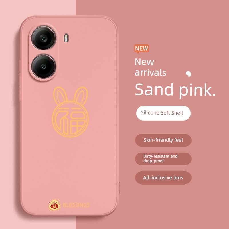 Жидкий силиконовый чехол для Xiaomi Redmi Turbo 4 - Полная защита, ударопрочный, песочный розовый