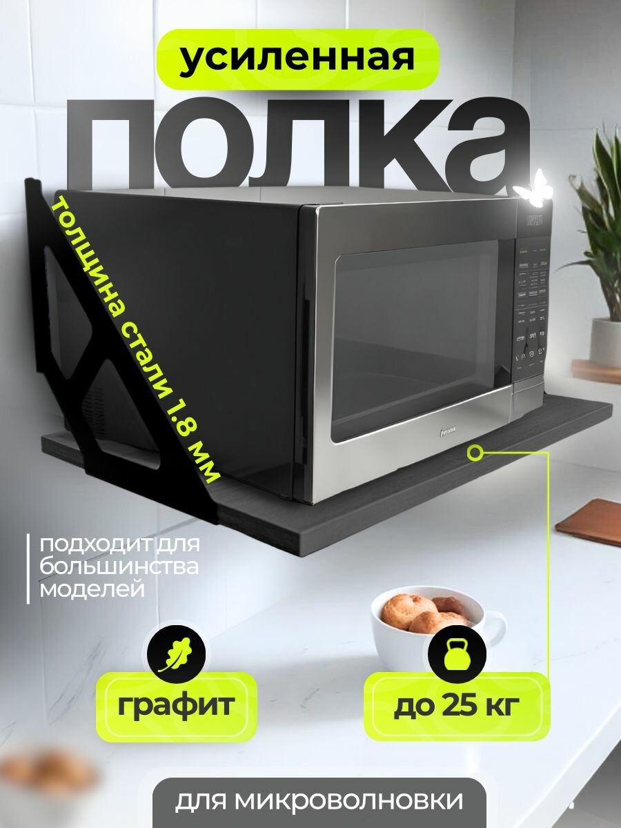 Полка настенная навесная для микроволновки свч на кухню