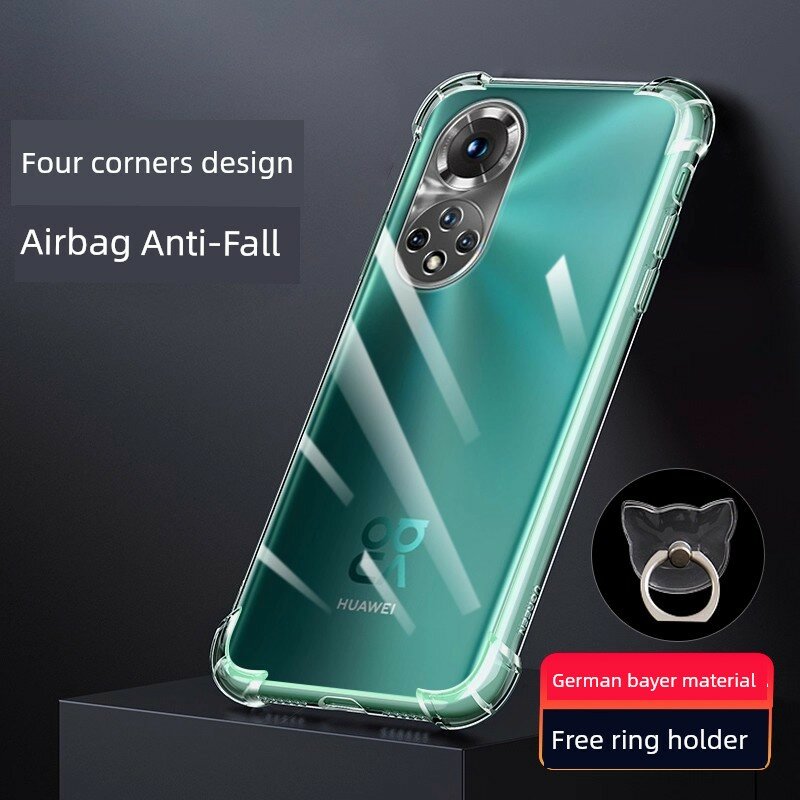 Чехол для Huawei nova 9 Pro с амортизацией и кольцом-держателем, прозрачный