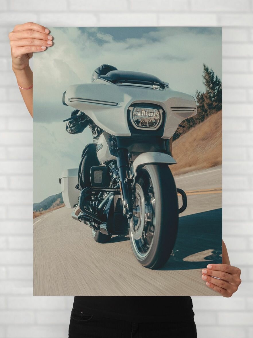 Плакат на стену для интерьера Авто и Мото (Харлей Дэвидсон Стрит Глайд FLHX - Harley Davidson Street Glide FLHX 1) A2 (42x61 см)