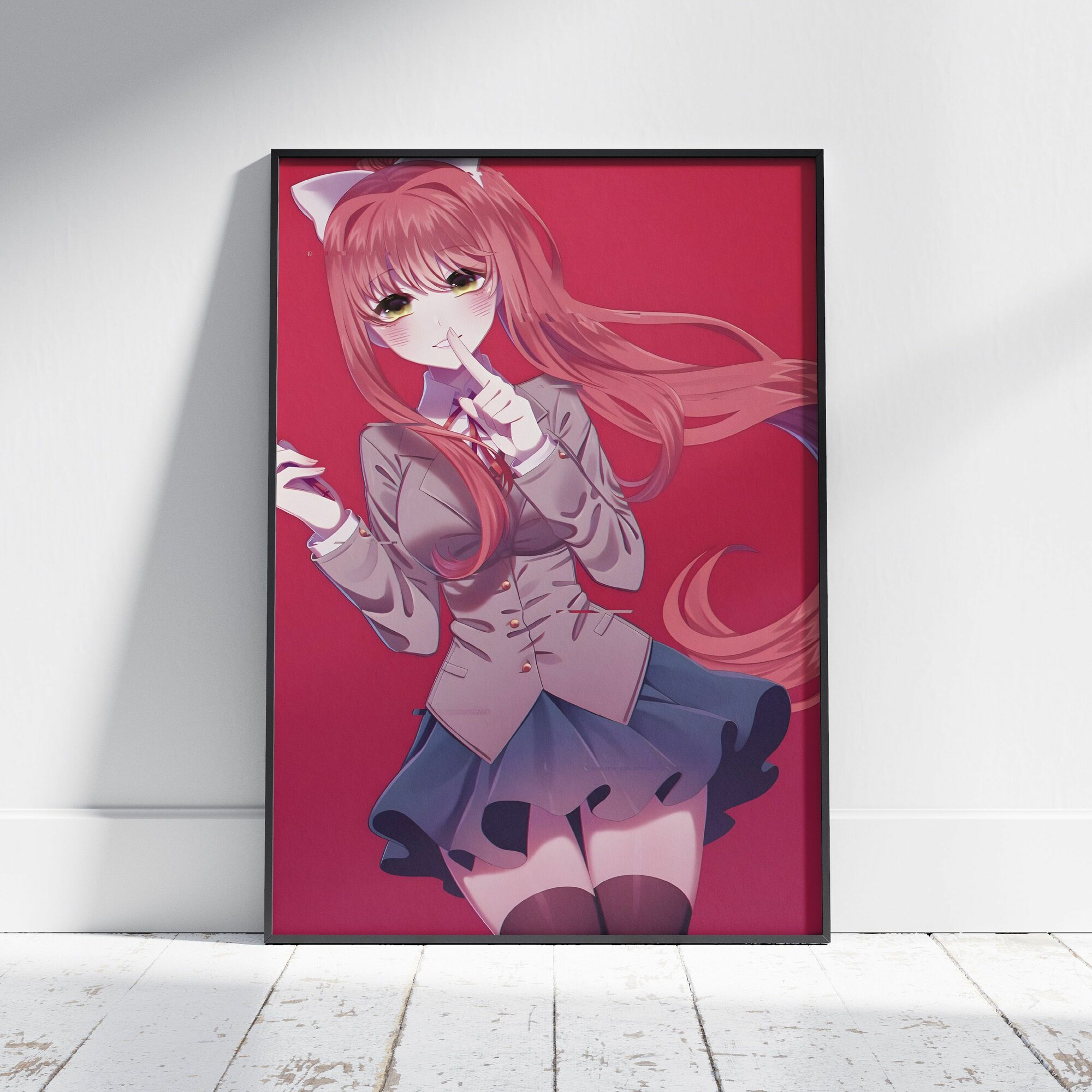 Плакат на стену для интерьера Литературный клуб Доки Доки (DDLC - Моника 3) - Постер по игре визуальной новелле формата А3 (30x42 см)