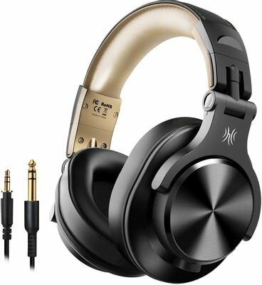 Наушники ONEODIO A70, Bluetooth/3.5 мм, мониторные, черный/золотистый