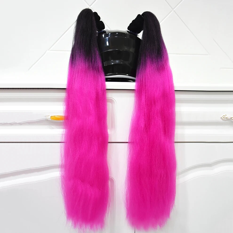 2 шт, новые косы для мотоциклетного шлема, женский декор, парик, косы Розовый, 2pcs B7(No helmet)