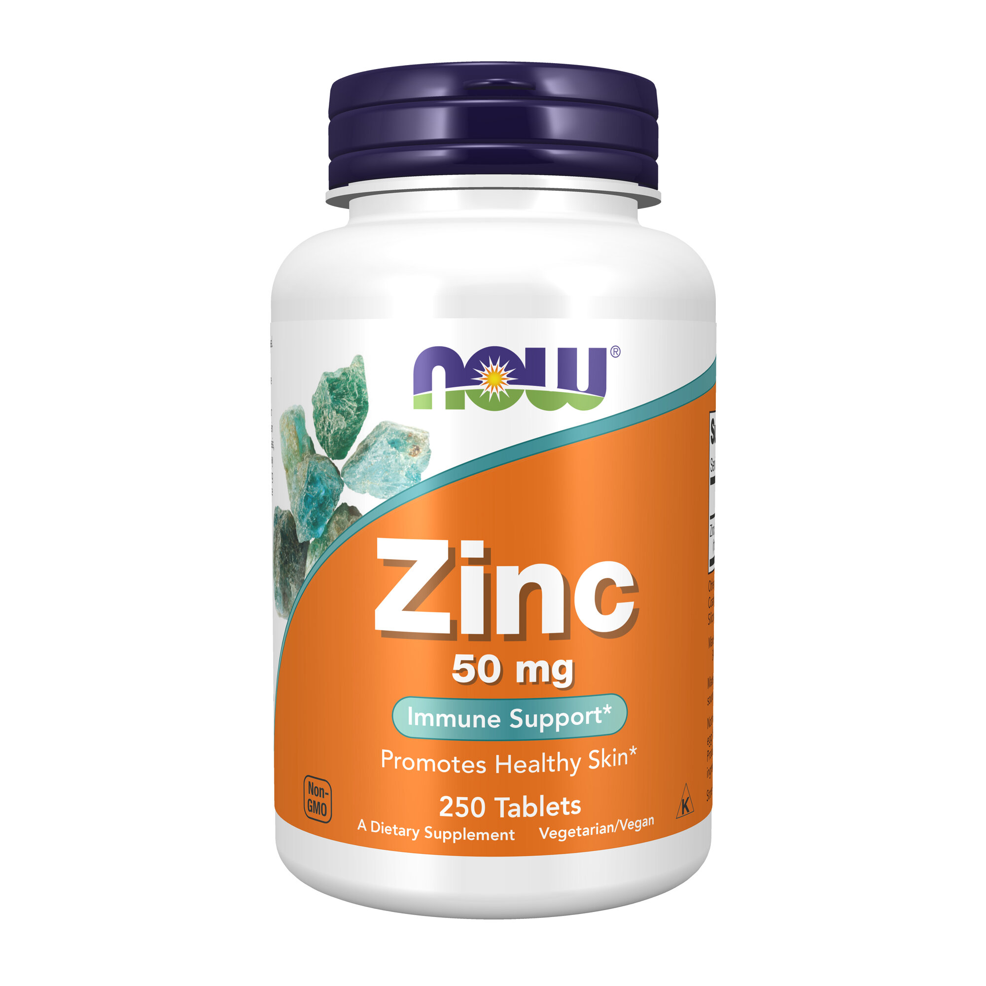 Цинк, NOW Zinc 50mg, 250 таблеток, для зубов и костей, для роста волос